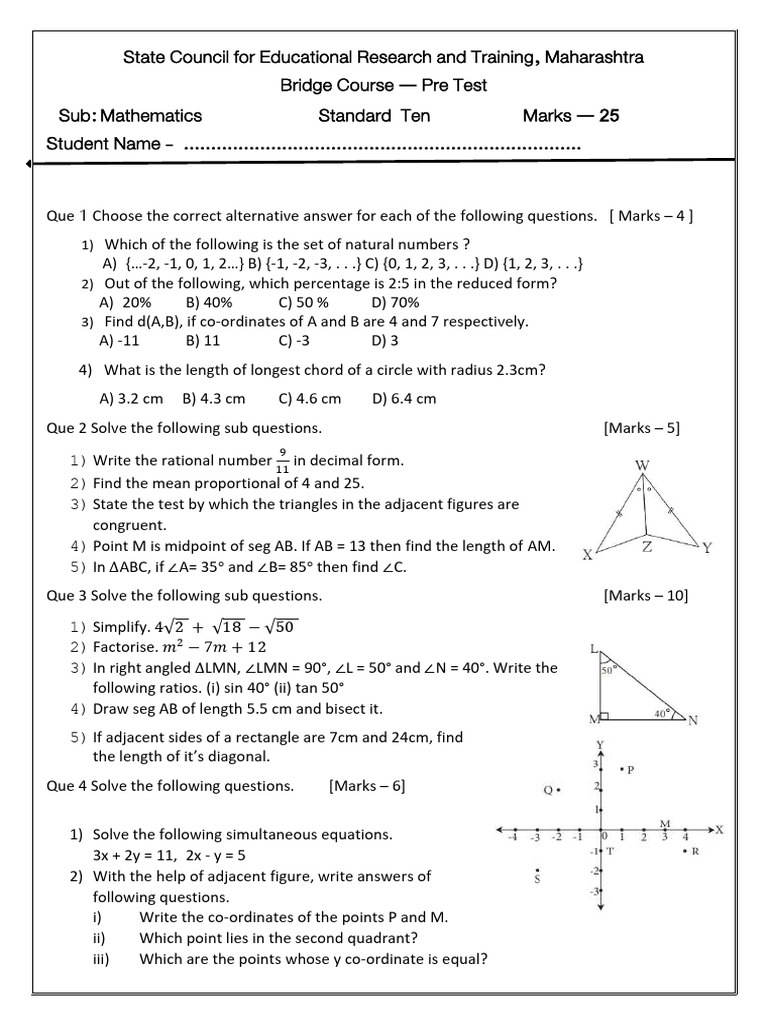 Grade 10 Math Bridge Course | PDF