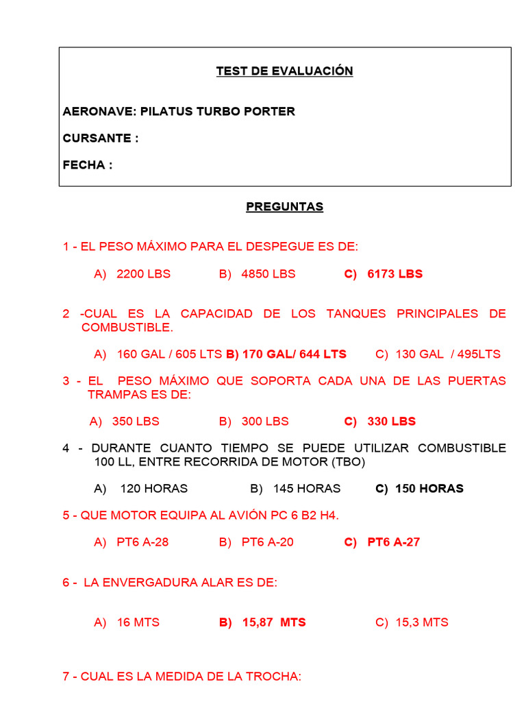Evaluacion PC6 B2H4 | PDF | Solenoide | Avión