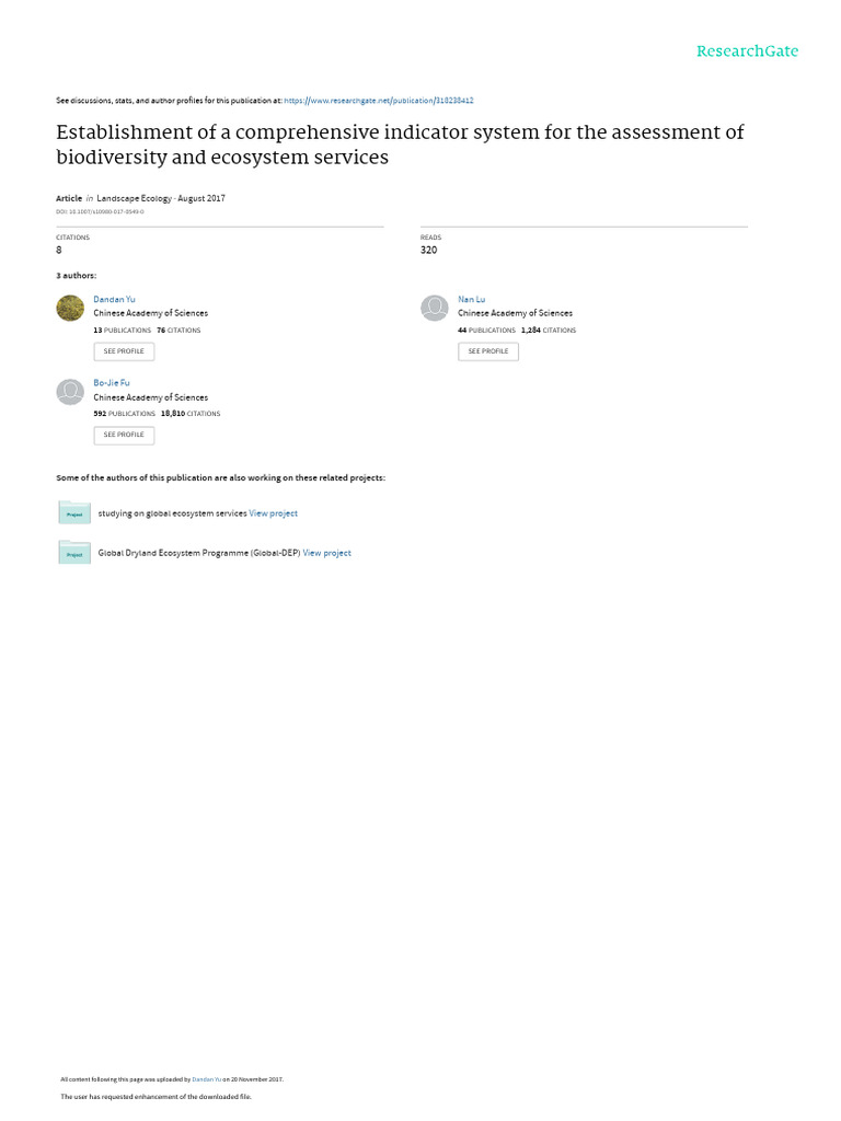 Establishment of A Comprehensive Indicator System For The Assessment of ...