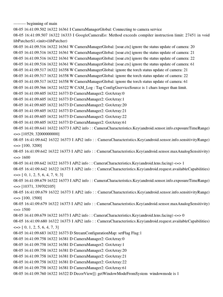 Camera System Debug Log | PDF | Software | Computing