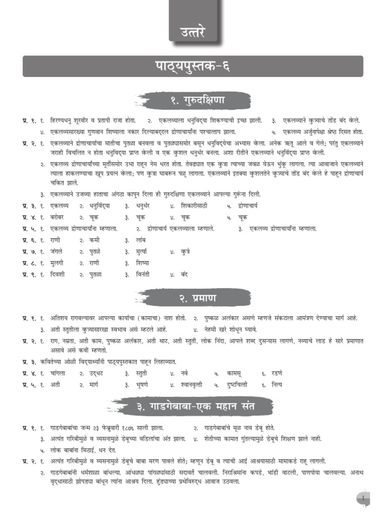 Mauli Text Book 6 Answer | PDF