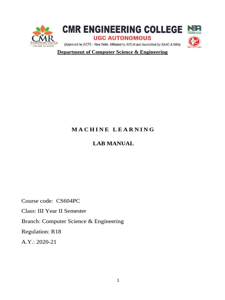 MLlab Manual | PDF | Cluster Analysis | My Sql
