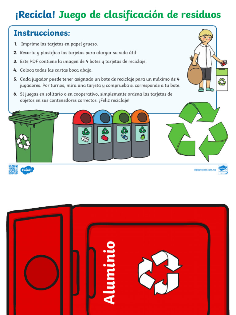 Sa DF 1710892862 Juego Clasificacion de Residuos Ver 1 | PDF | Residuos | Reciclaje