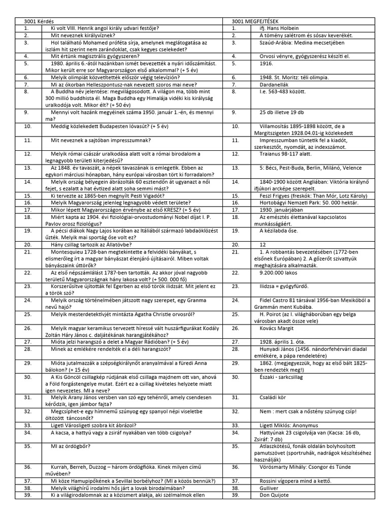 3001 Kérdés | PDF