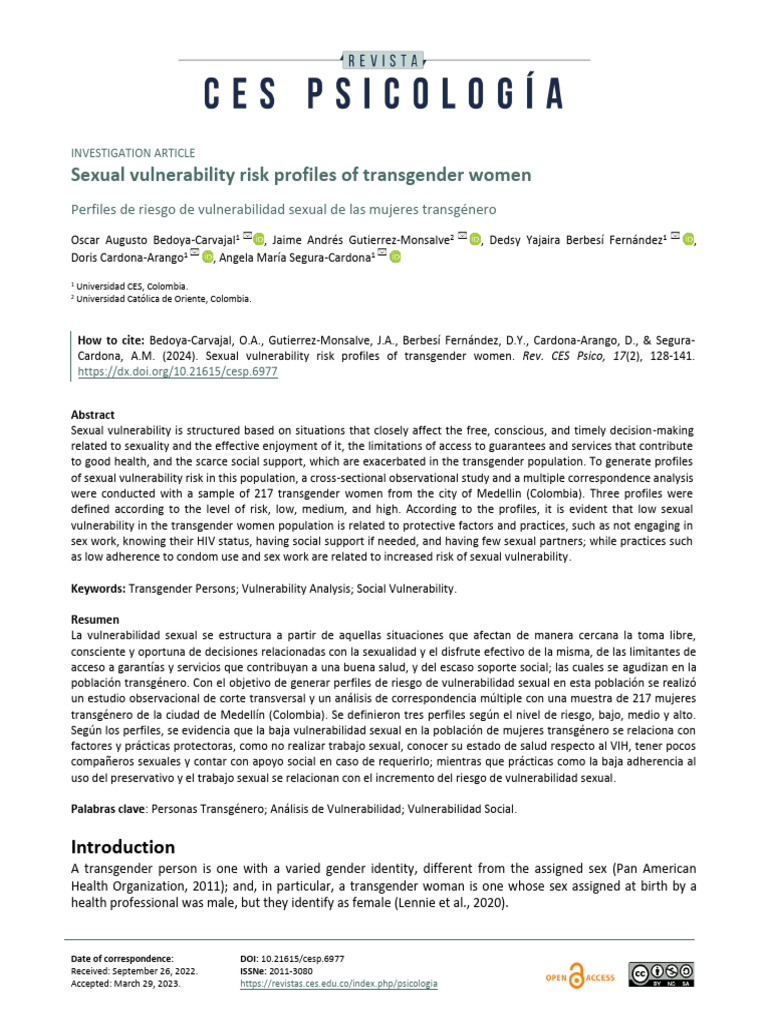 10 6977 Sexual Vulnerability Risk Profiles Of Transgender Women
