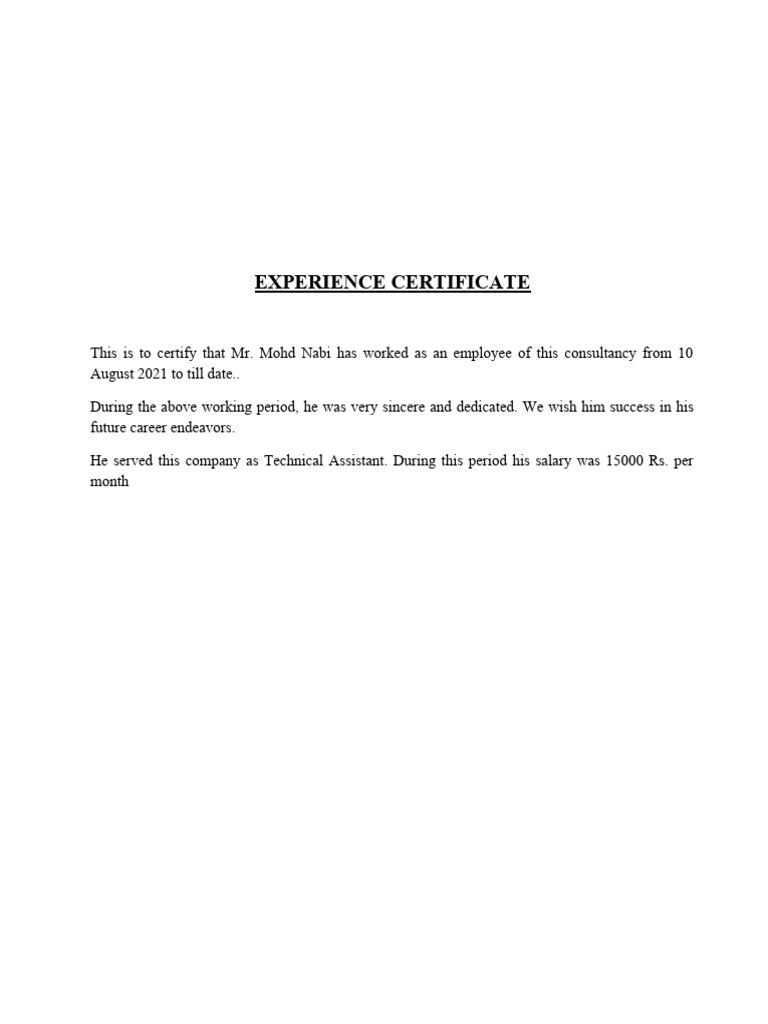 Experience Certificate 1 | PDF