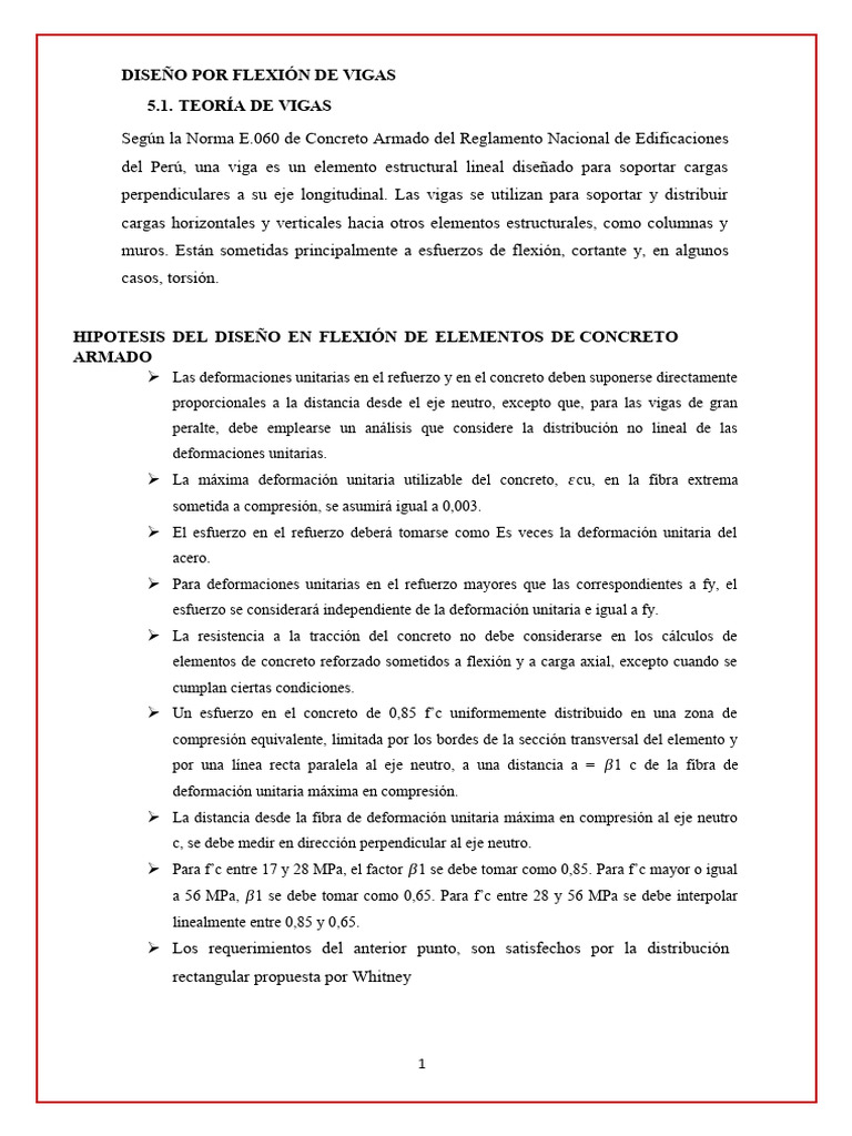 DISEÑO POR FLEXIÓN DE VIGAS- teoria | Descargar gratis PDF | Viga (Estructura) | Doblar