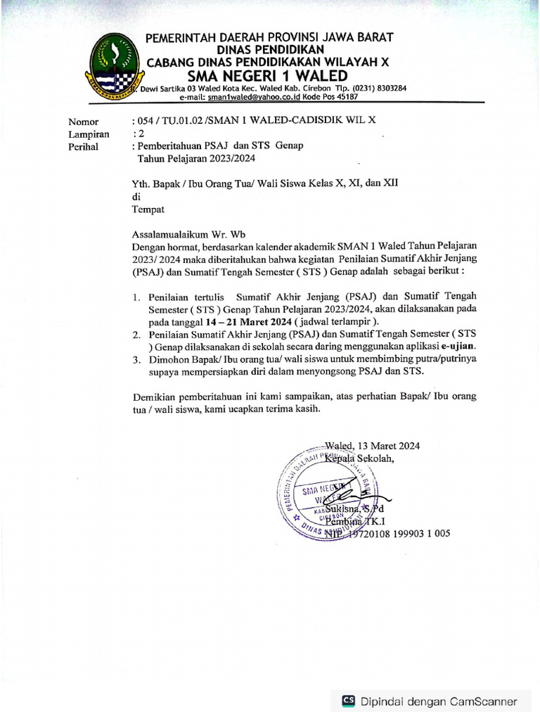 SURAT PEMBERITAHUAN PSAJ DAN STS | PDF