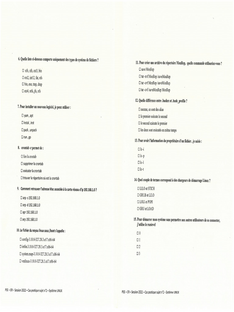 Epreuve-2-QCM-Linux-2022 | PDF