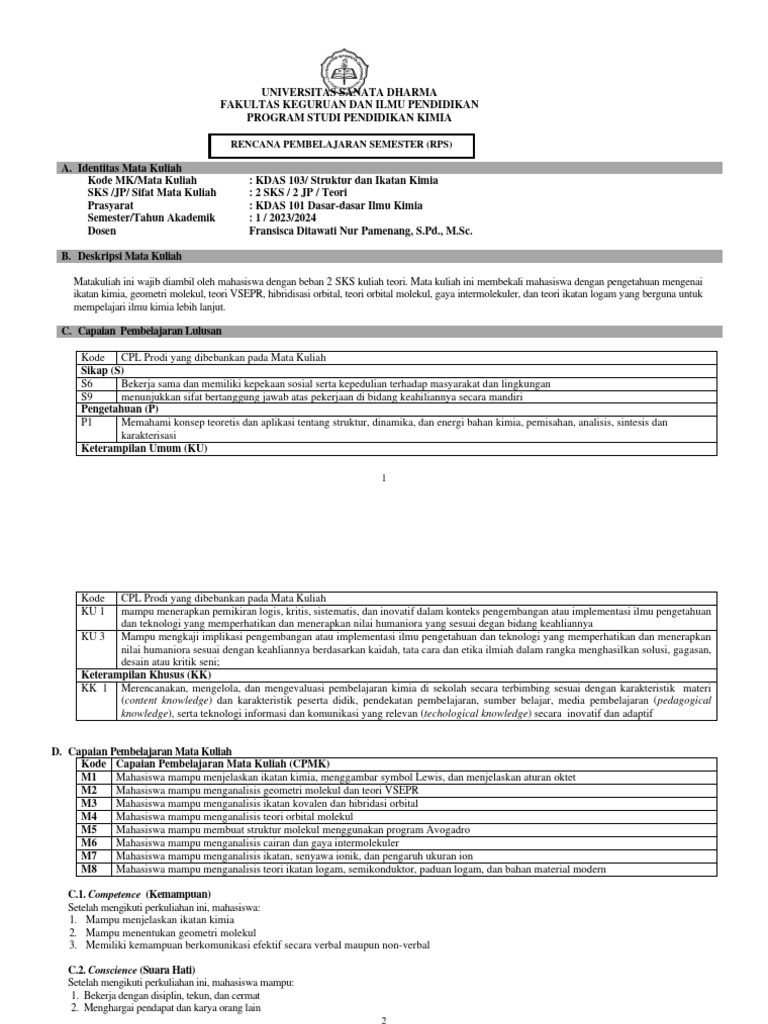 KDAS 103-RPS-Struktur Dan Ikatan Kimia | PDF