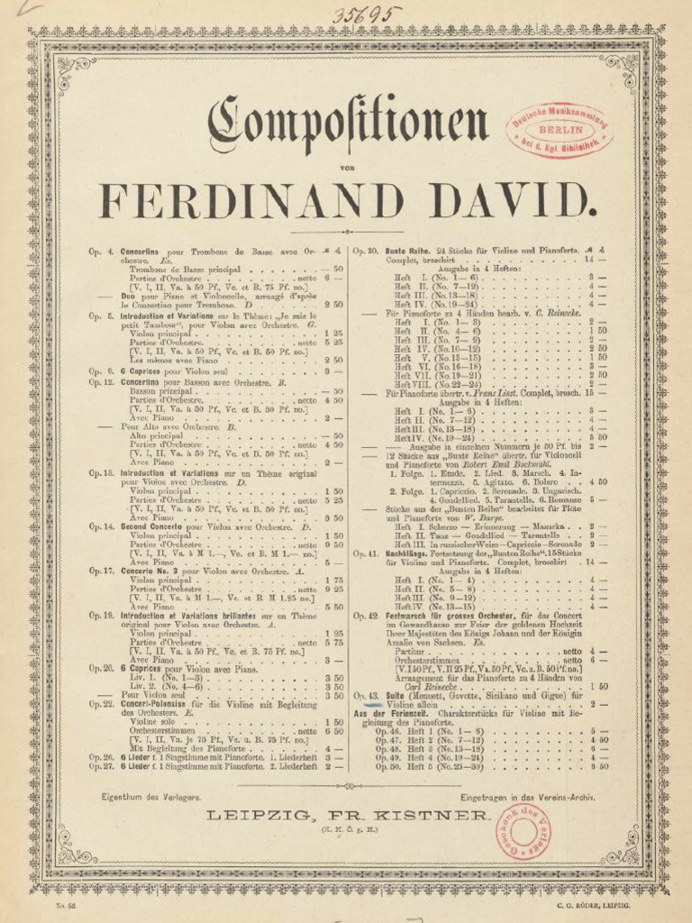 Ferdinand David - Suite | PDF
