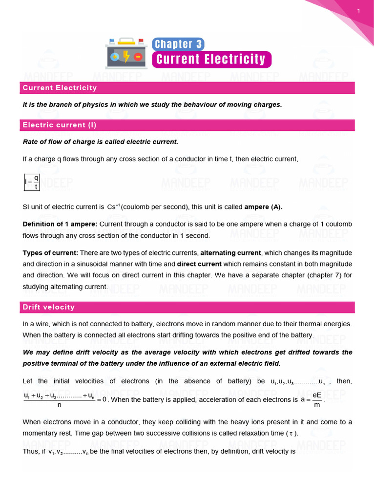 Current-Electricity | PDF | Electrical Resistivity And Conductivity | Electric Current