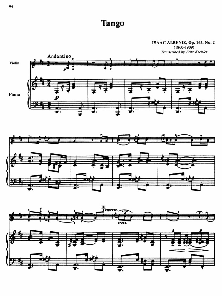 Albeniz Arr. Kreisler - Espana No. 2, Tango | PDF