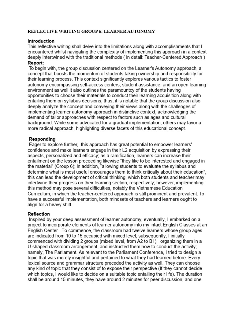 Learner Autonomy in Education | PDF | Learning | Teachers