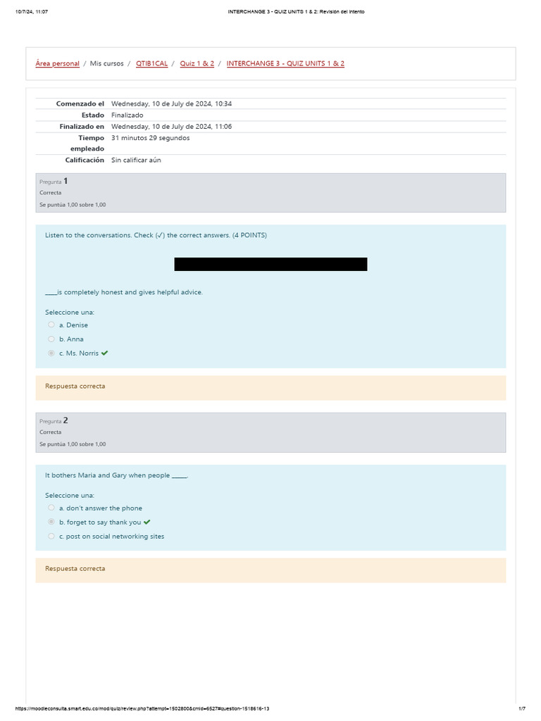 Interchange 3 - Quiz Units 1 & 2 - Revisión Del Intento | PDF