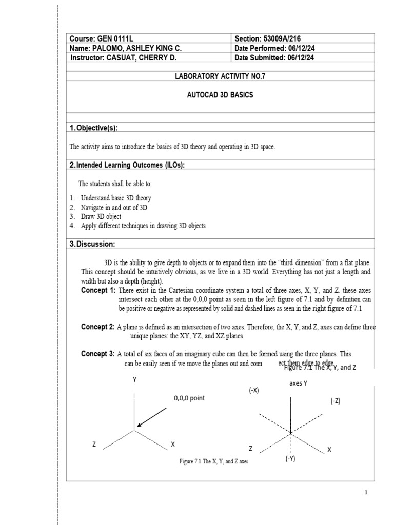LABORATORY-ACTIVITY-07-AUTOCAD-3D-BASICS | Download Free PDF ...