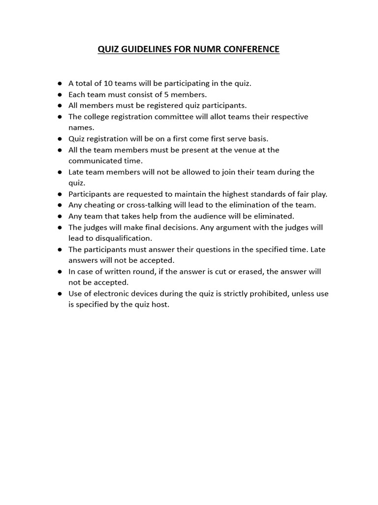 Quiz Guidelines | PDF