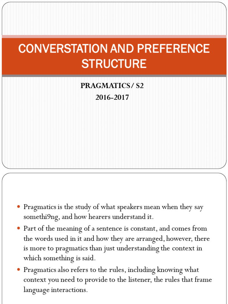 Pragmatics Conversation and Preference Structure | PDF | Human ...