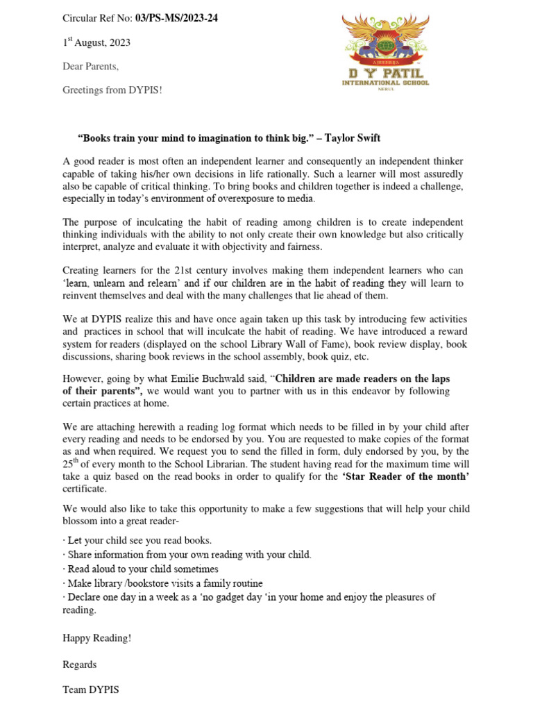 Circular - Star Reader (2023-24) | PDF | Learning | Behavioural Sciences