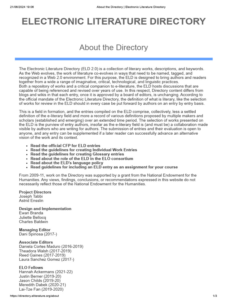 Electronic Literature Directory Overview | PDF | Hypertext | Cyberpunk ...