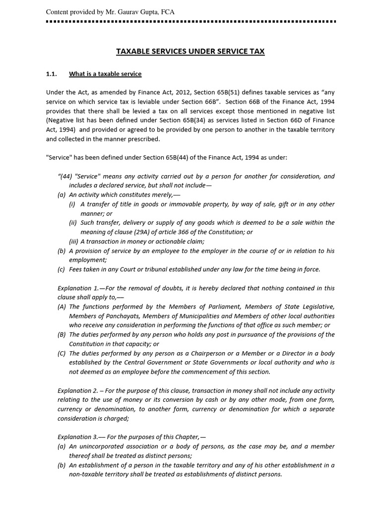 Service Tax Essentials | PDF | Taxes | Consideration