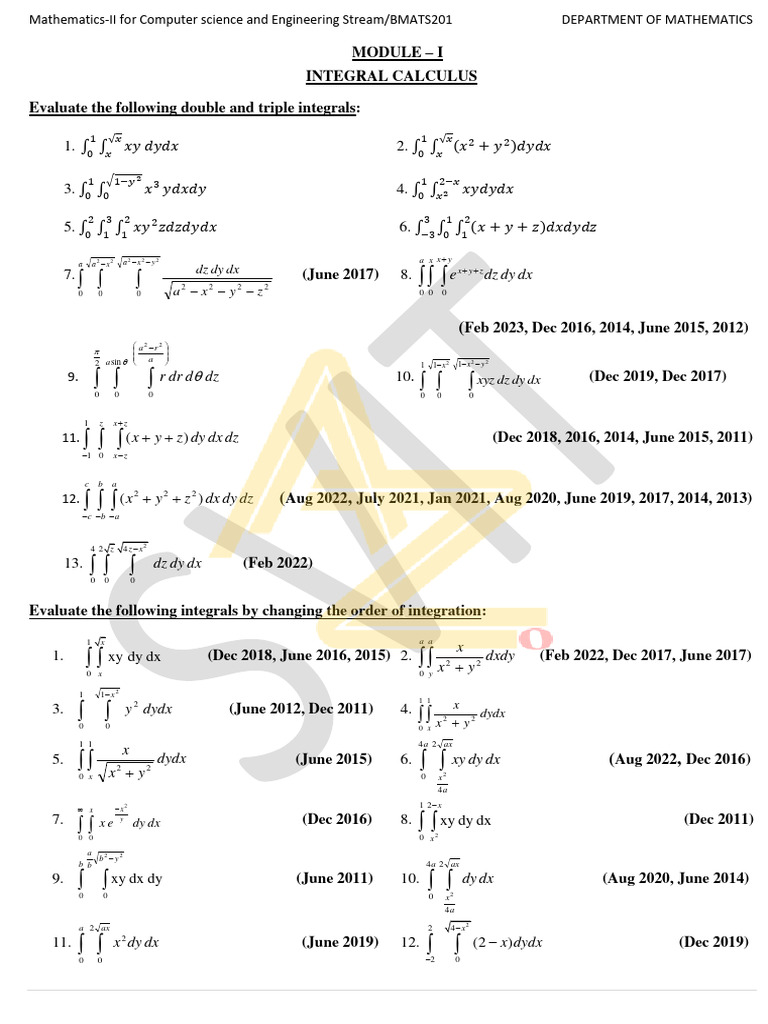 Integral Calculus Exercises for CSE | PDF | Integral | Area