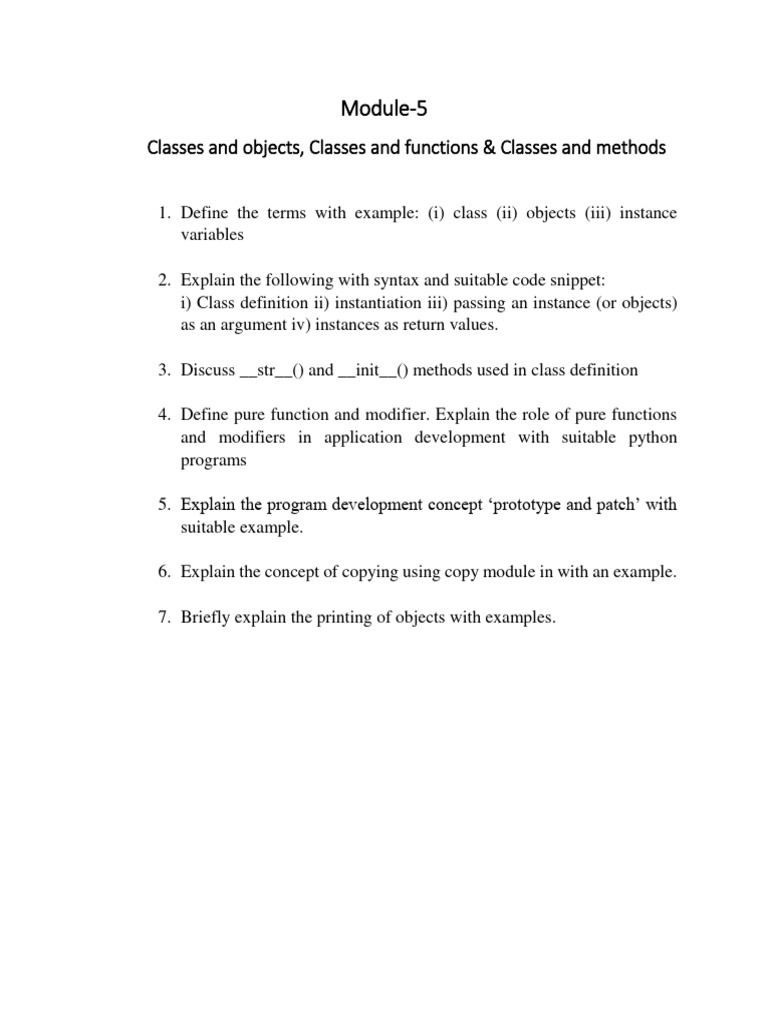 Module 5 Important Questions With Answers | PDF | Class (Computer ...