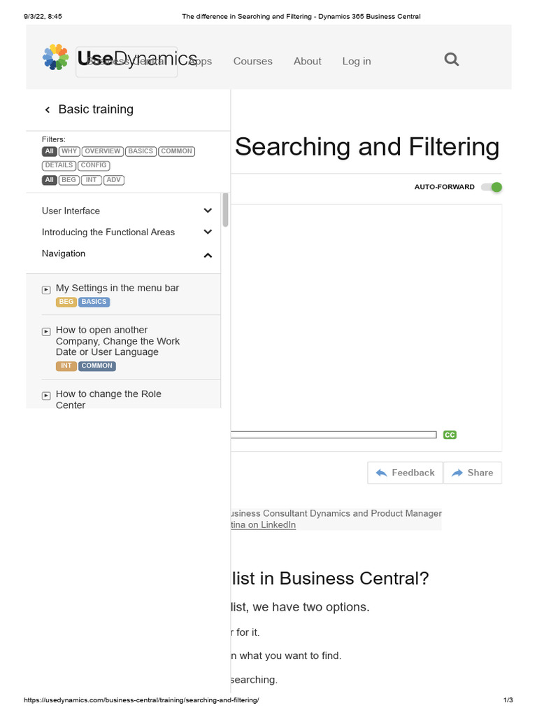 The difference in Searching and Filtering - Dynamics 365 Business Central | PDF | Computing ...