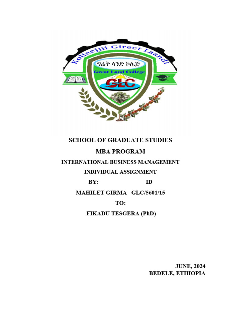 Mahilet IB DONE ASSIGNMENT | PDF | International Business | Globalization