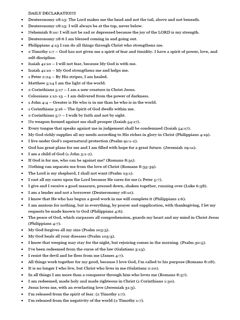 Daily Declarations | PDF | Jesus | God