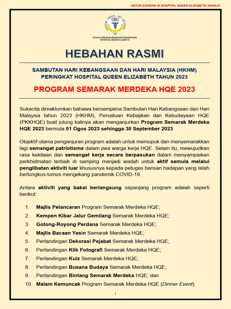 HEBAHAN RASMI - PROGRAM SEMARAK MERDEKA HQE 2023 (1) | PDF