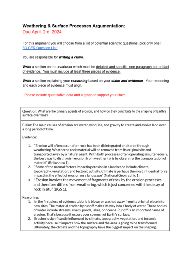Adam Choi - 3Q Argumentation CER (Weathering Surface Processes ...