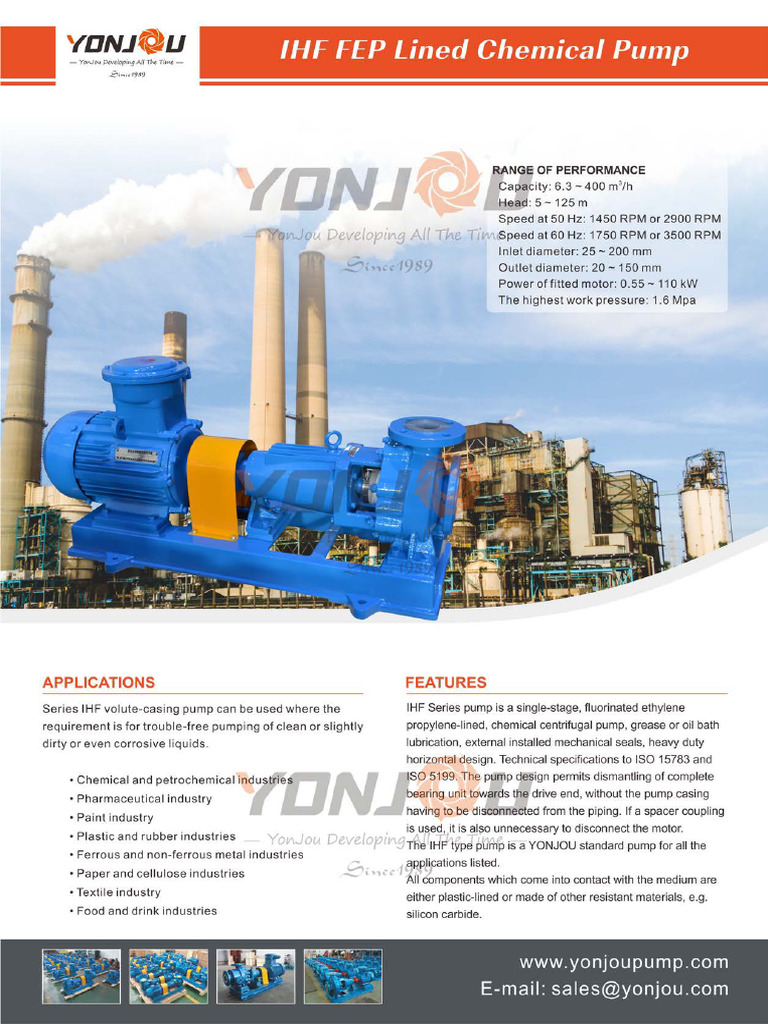 IHF-FEP-Lined-Chemical-Pump-Brochure | PDF