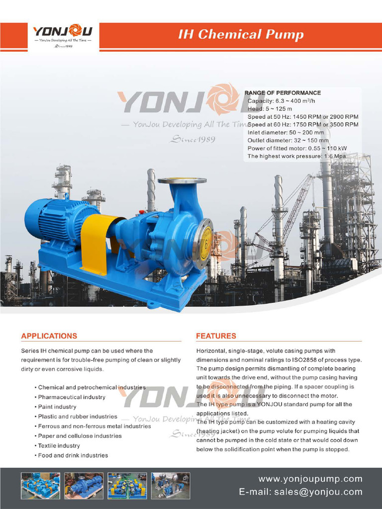 IH Stainless Steel Chemical Pump Brochure | PDF