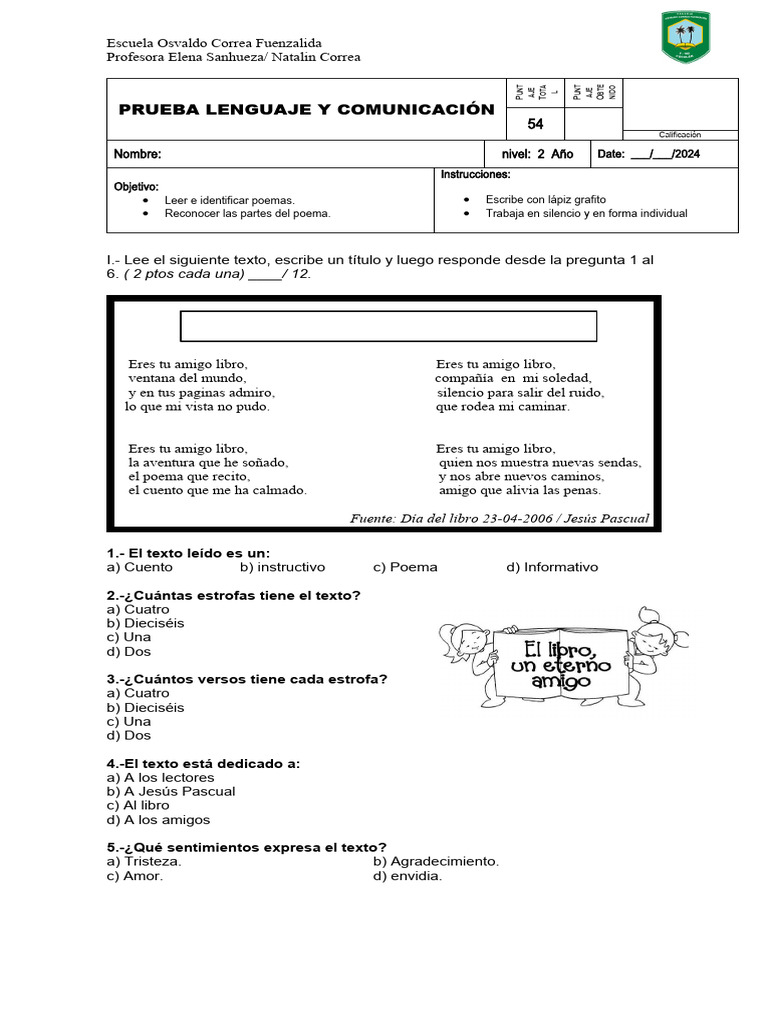 Prueba El Poema | PDF