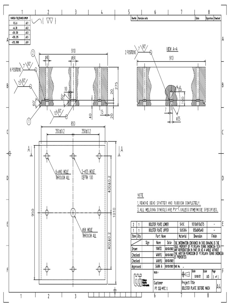 Bolster Plate Before MACH | PDF