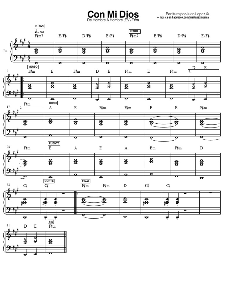 Con Mi Dios (F#M) Ev Piano | PDF