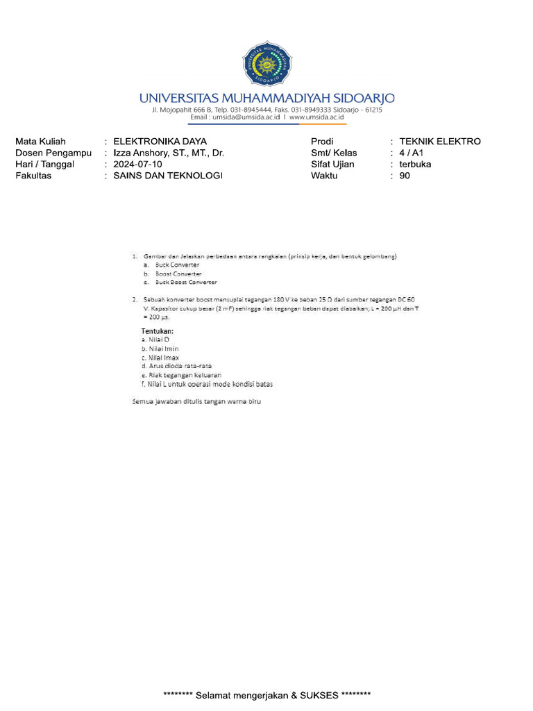 Soal UAS Elda 2024 | PDF