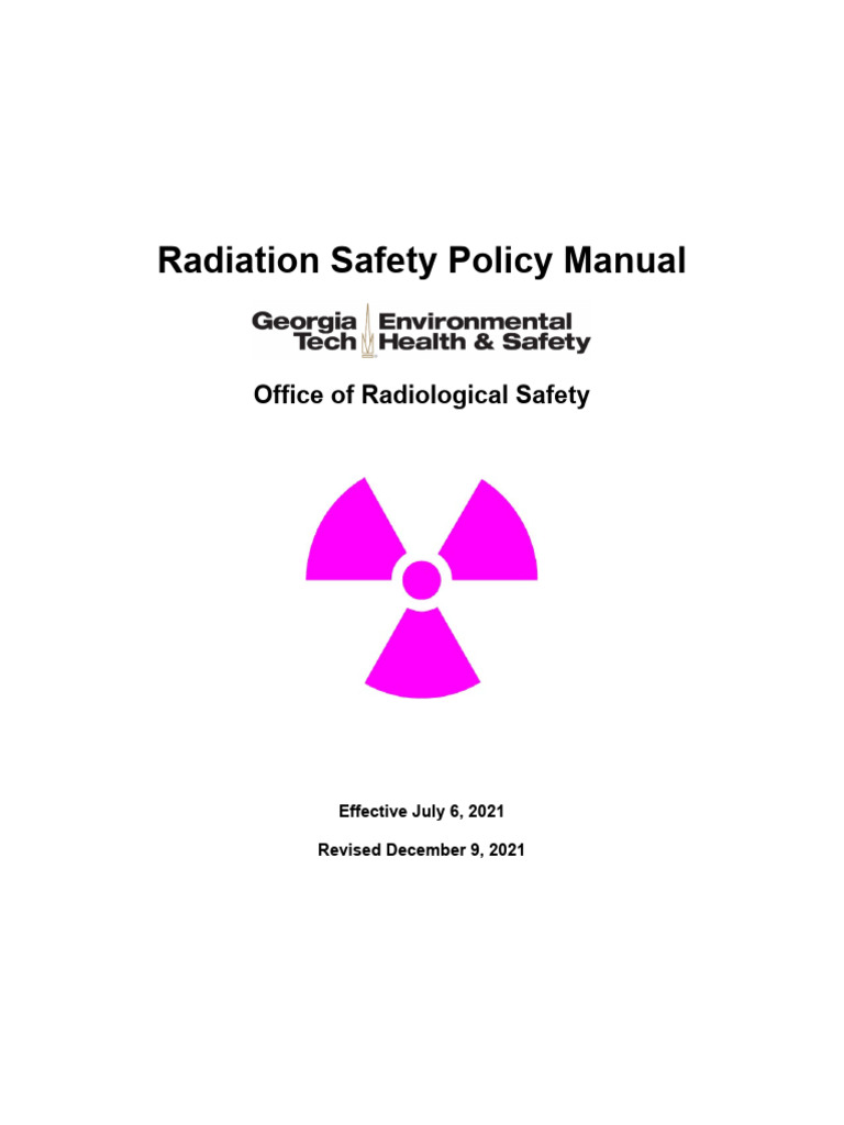 Radiation Safety Policy Manual 2021rev1 | PDF | Dosimetry | Ionizing ...