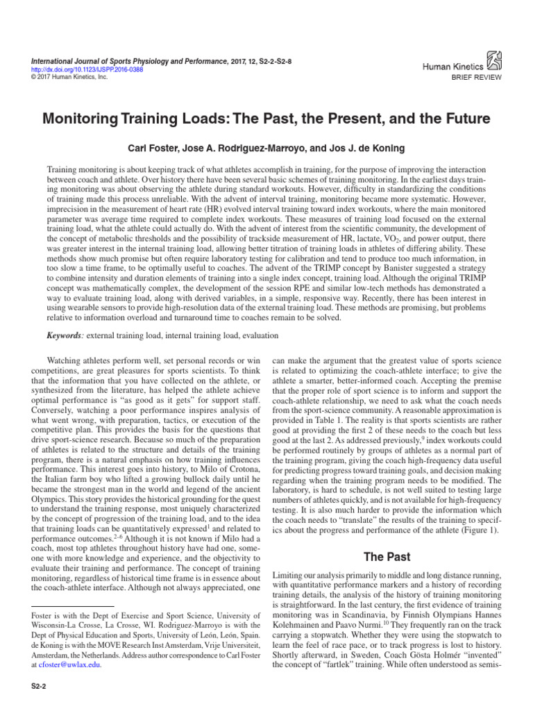 Evolution of Training Load Monitoring | PDF | Career & Growth | Science ...