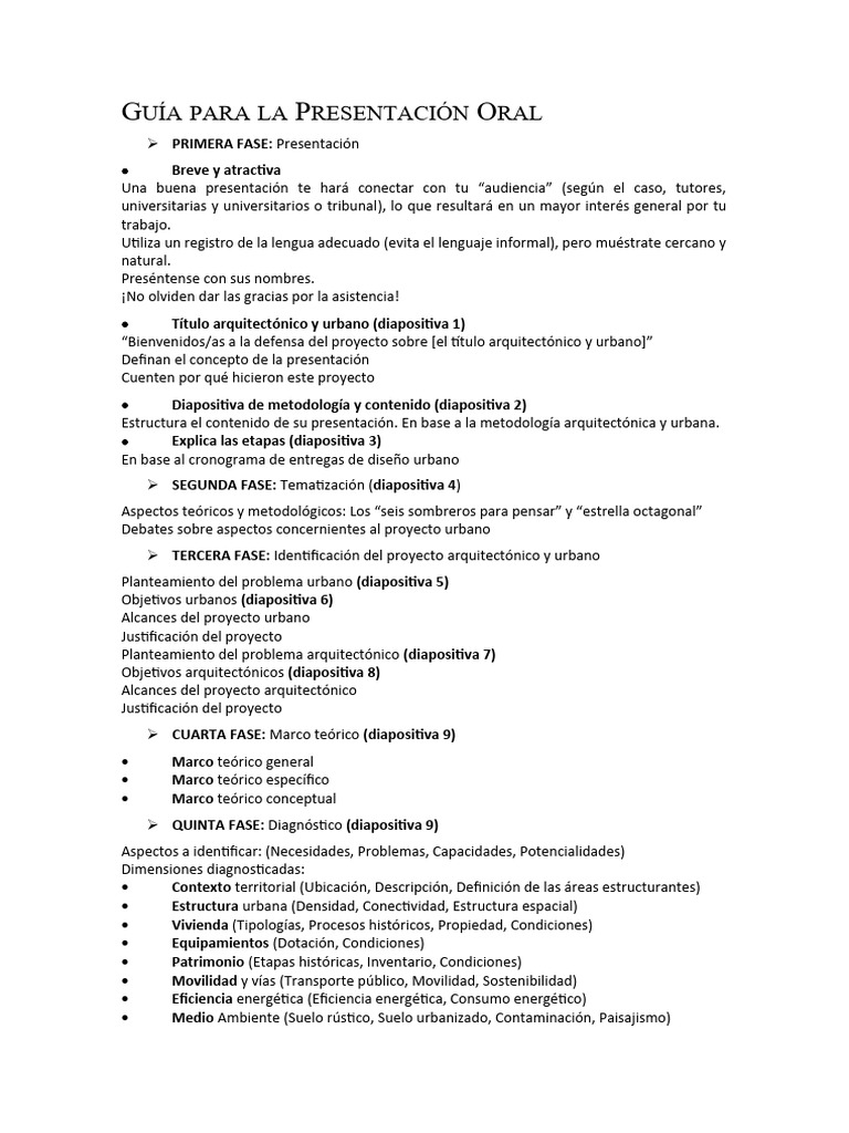 Guia Presentación Oral | PDF | Urbanismo