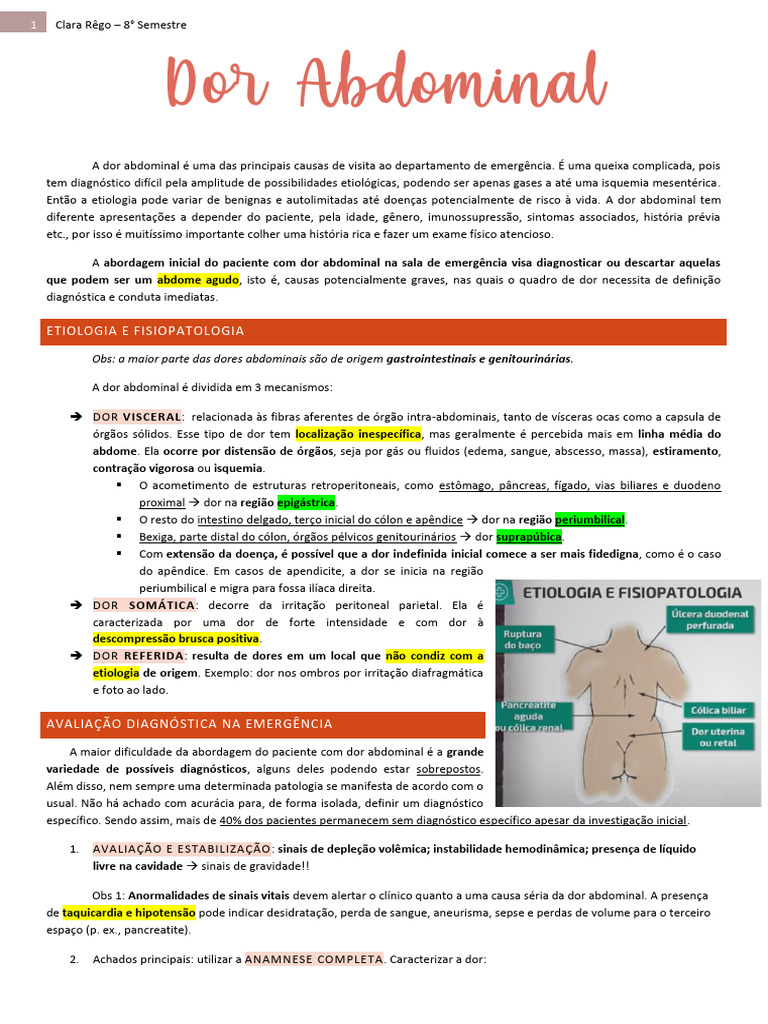 01 - Dor Abdominal | PDF | Dor | Inflamação