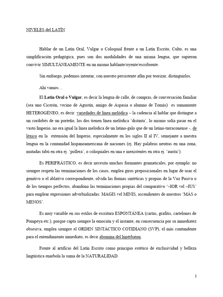 Tipos de Latín: Oral y Escrito | PDF | latín | imperio Romano