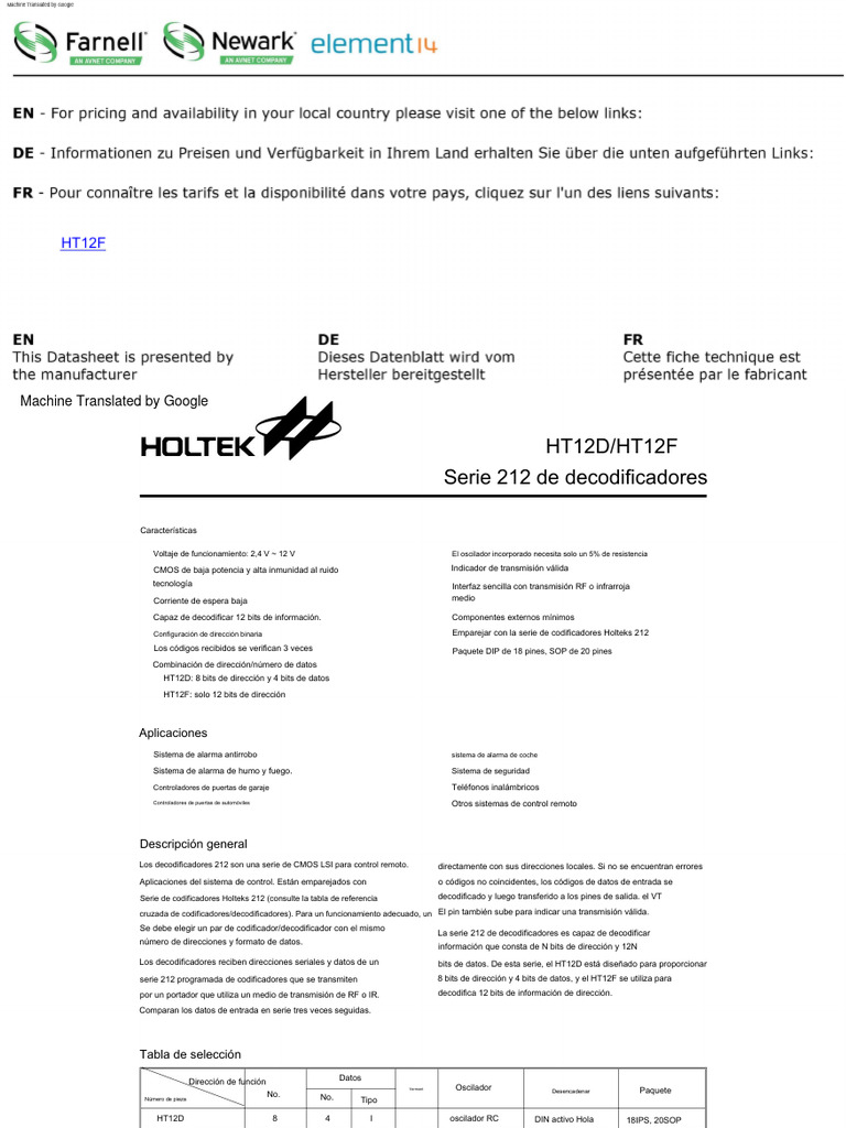 HT12D | PDF | Corriente eléctrica | Fuente de alimentación