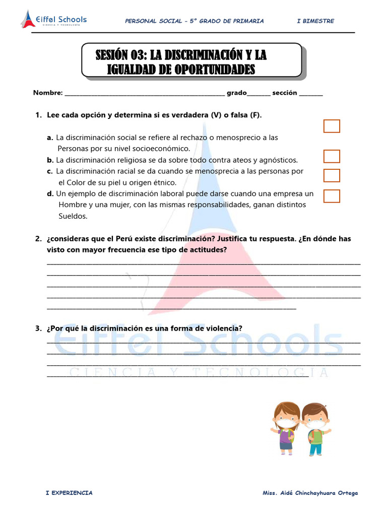 Sesión 03 - La Discriminación y La Igualdad de Oportunidades | PDF | Crecimiento personal y ...