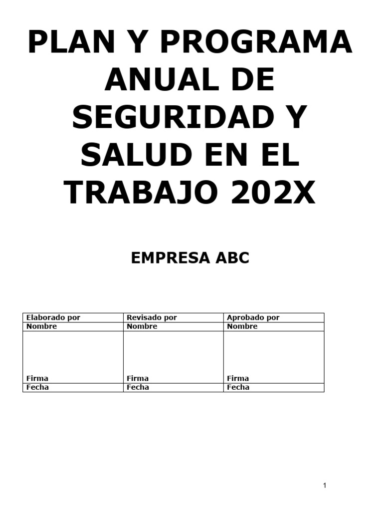 Referencia Esquema de Plan y Programa Anual de SST | PDF | Seguridad y salud ocupacional