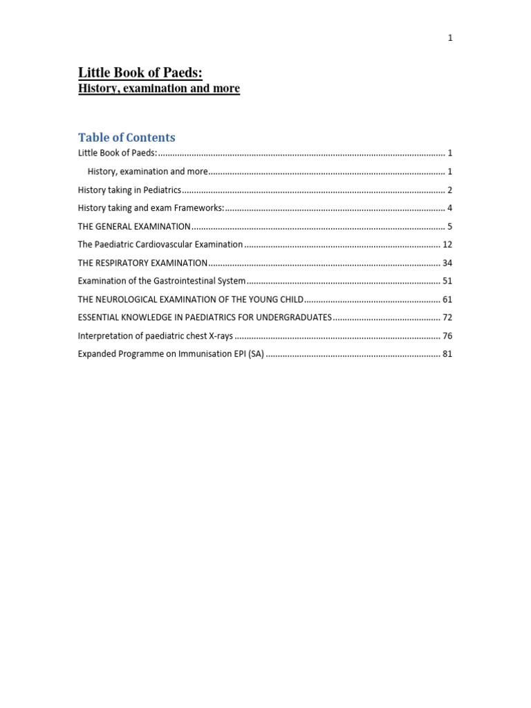 Little Book of Paeds - Exam-1 | PDF | Congenital Heart Defect | Pulse