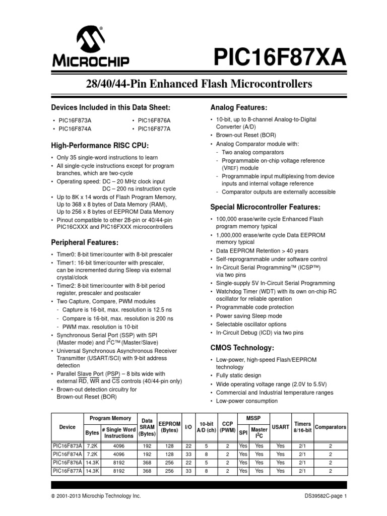 Pic16f877a (001 003) | PDF | Microcontroller | Flash Memory