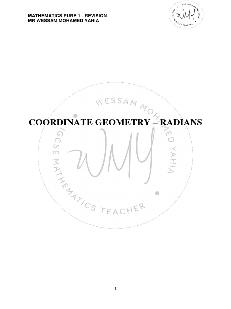 Revision 1 - Coordinate Geometry + Radians | PDF | Mathematics