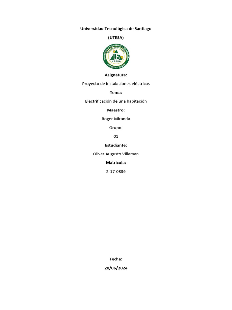 Tarea de Proyectos de Instalaciones Oliver | PDF | Electricidad | Electromagnetismo